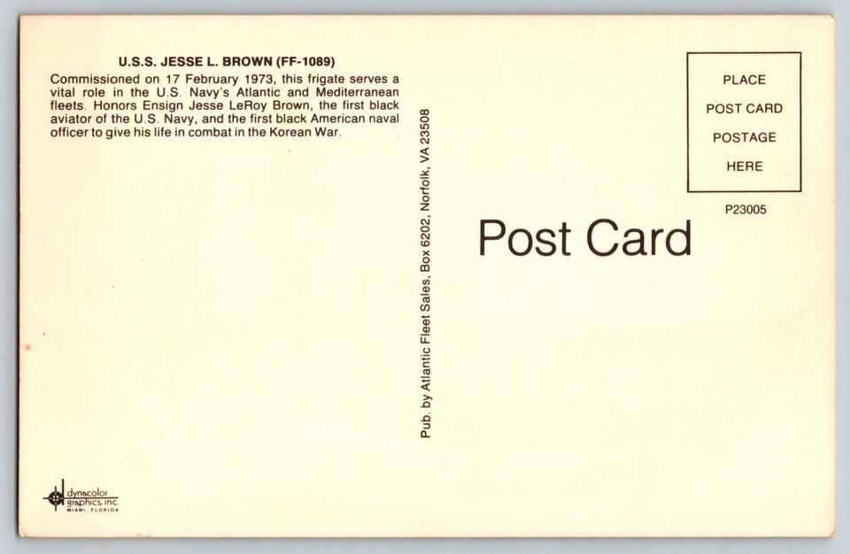Postcard Ship - USS Jesse L Brown (FF-1089) | eBay