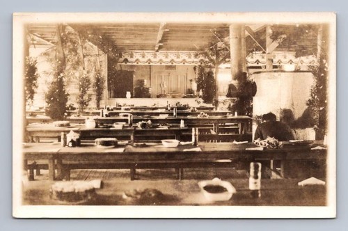 Empty Mess Hall Interior at Christmas RPPC Antique Military Cafeteria ...