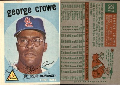 George Crowe Signed 1959 Topps #337 Card St. Louis Cardinals AU ...