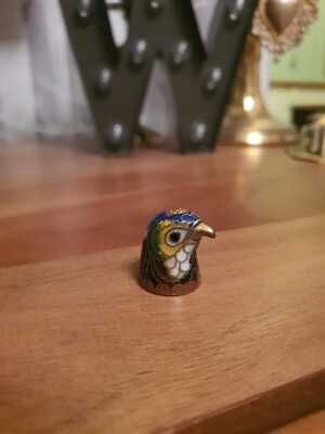 Unusual Thimble - Bird's Head with Beak in Metal and Enamel | eBay UK