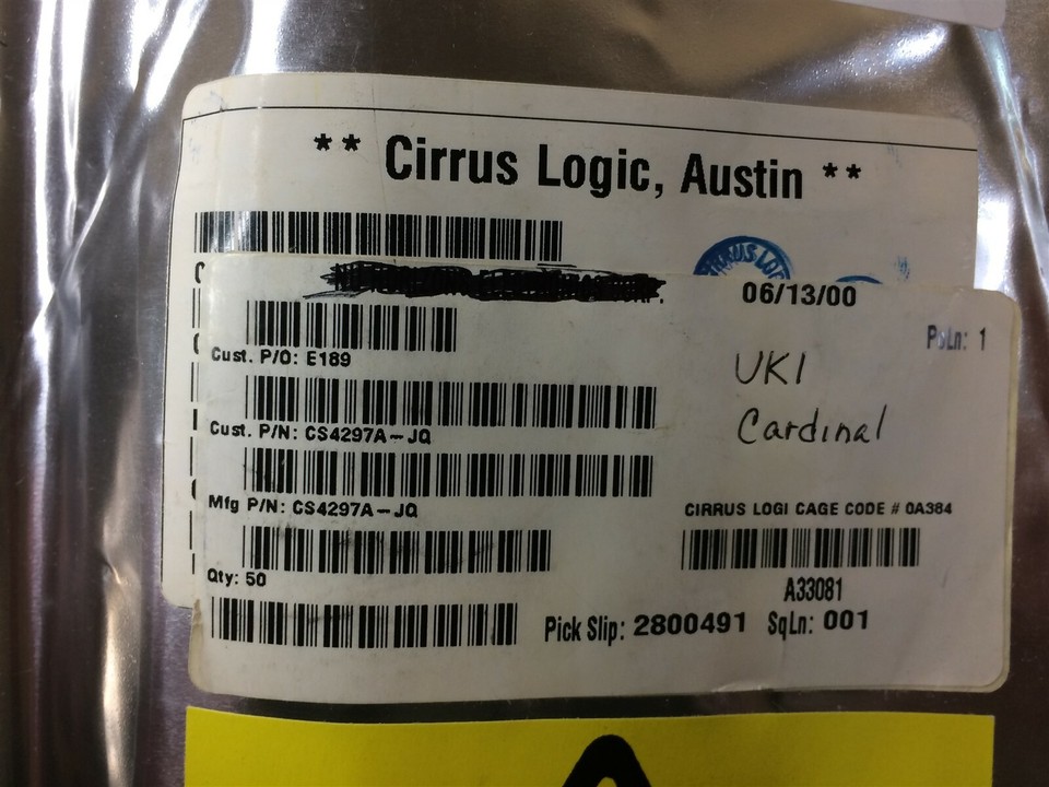 CS4297AJQ CIRRUS LOGIC IC Audio Codec 1ADC / 1DAC Ch 48-Pin TQFP 4 ...