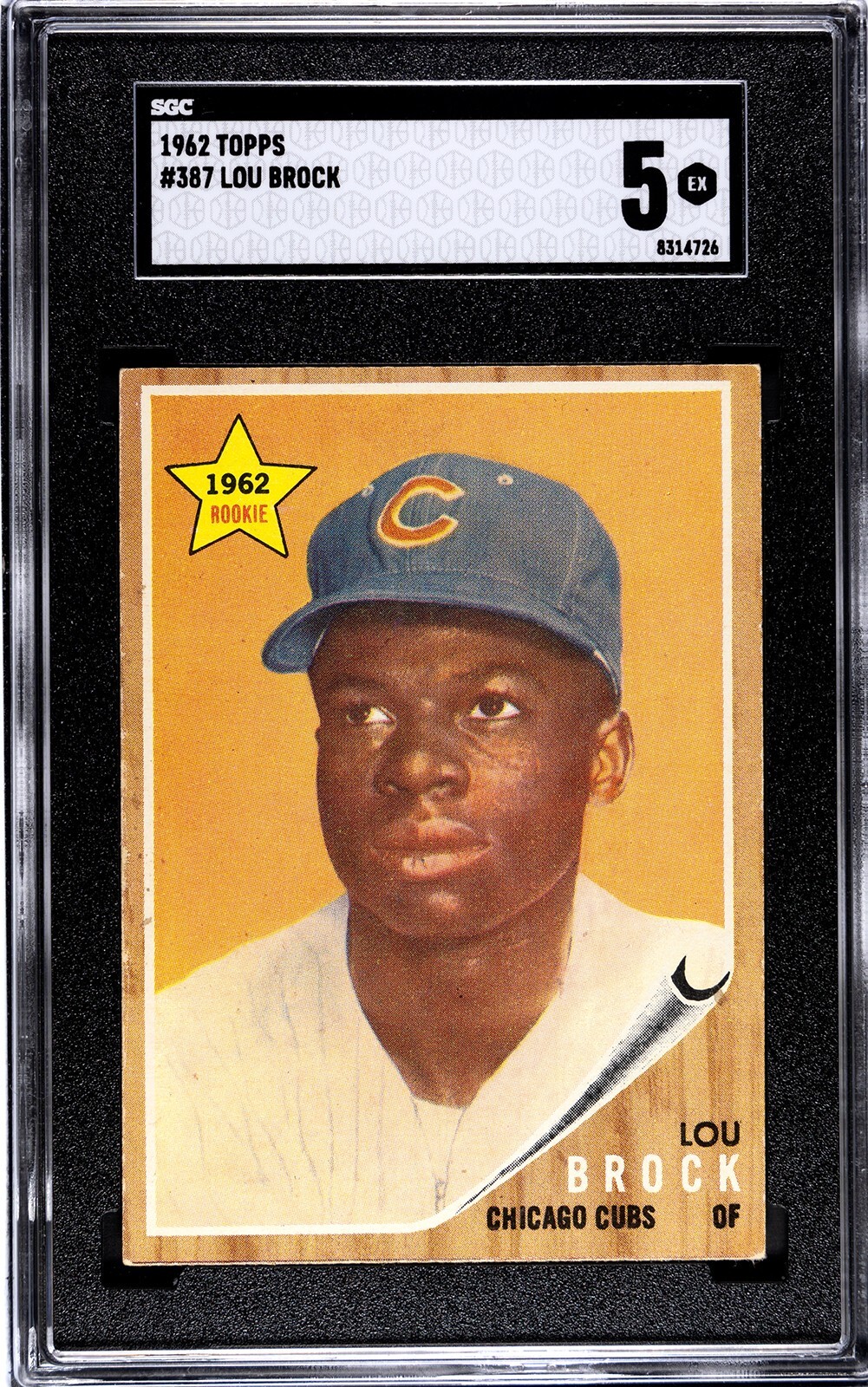 LOU BROCK 1962 Topps Baseball #387 RC Rookie Graded SGC 5 EX CUBS ...