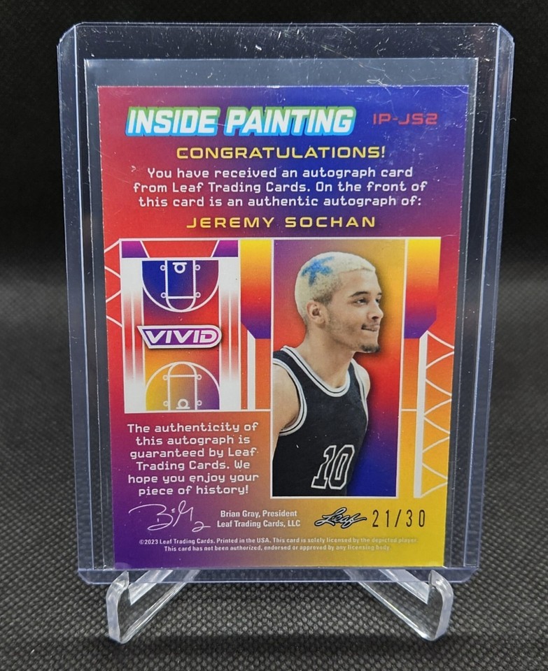 JEREMY SOCHAN Autograph 2023 Leaf Vivid #IP-JS2 Inside Painting SP /30 ...