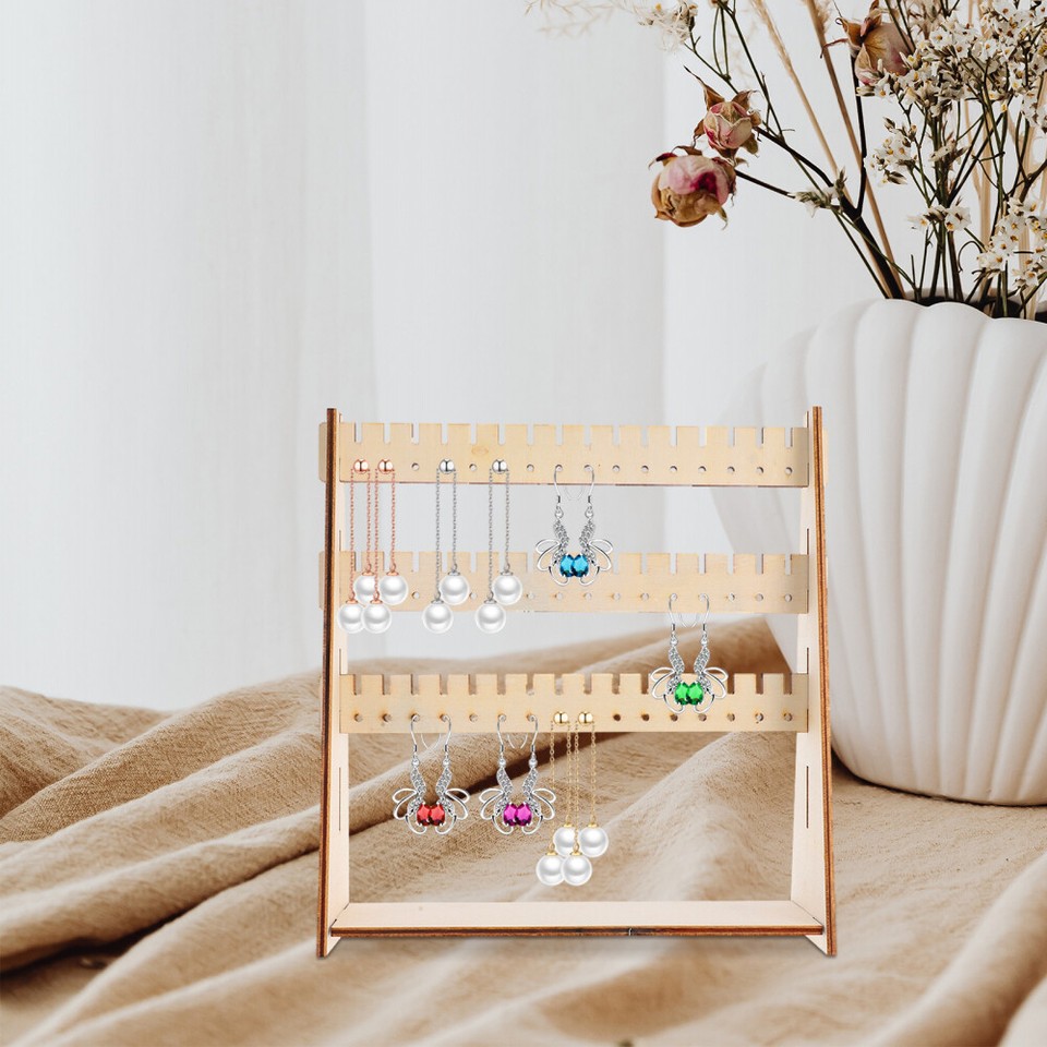 Wooden Earring Stand Jewelry Display Stand Earring Holder Organizer for ...