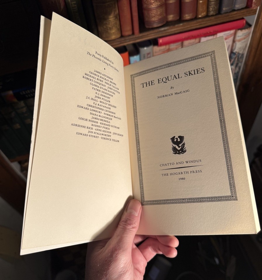 Norman MacCaig : The Equal Skies : Edinburgh Poet : Hogarth Press 1980 ...