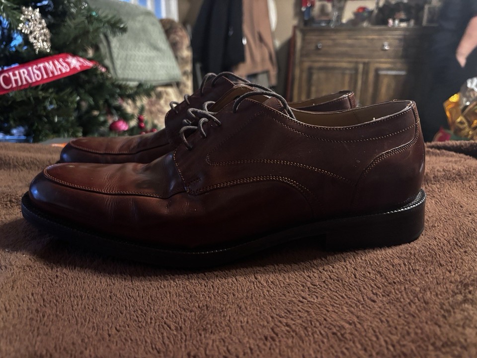 Johnston Murphy Strickland Dress Shoes Brown 9.5 Leather Derby Square ...
