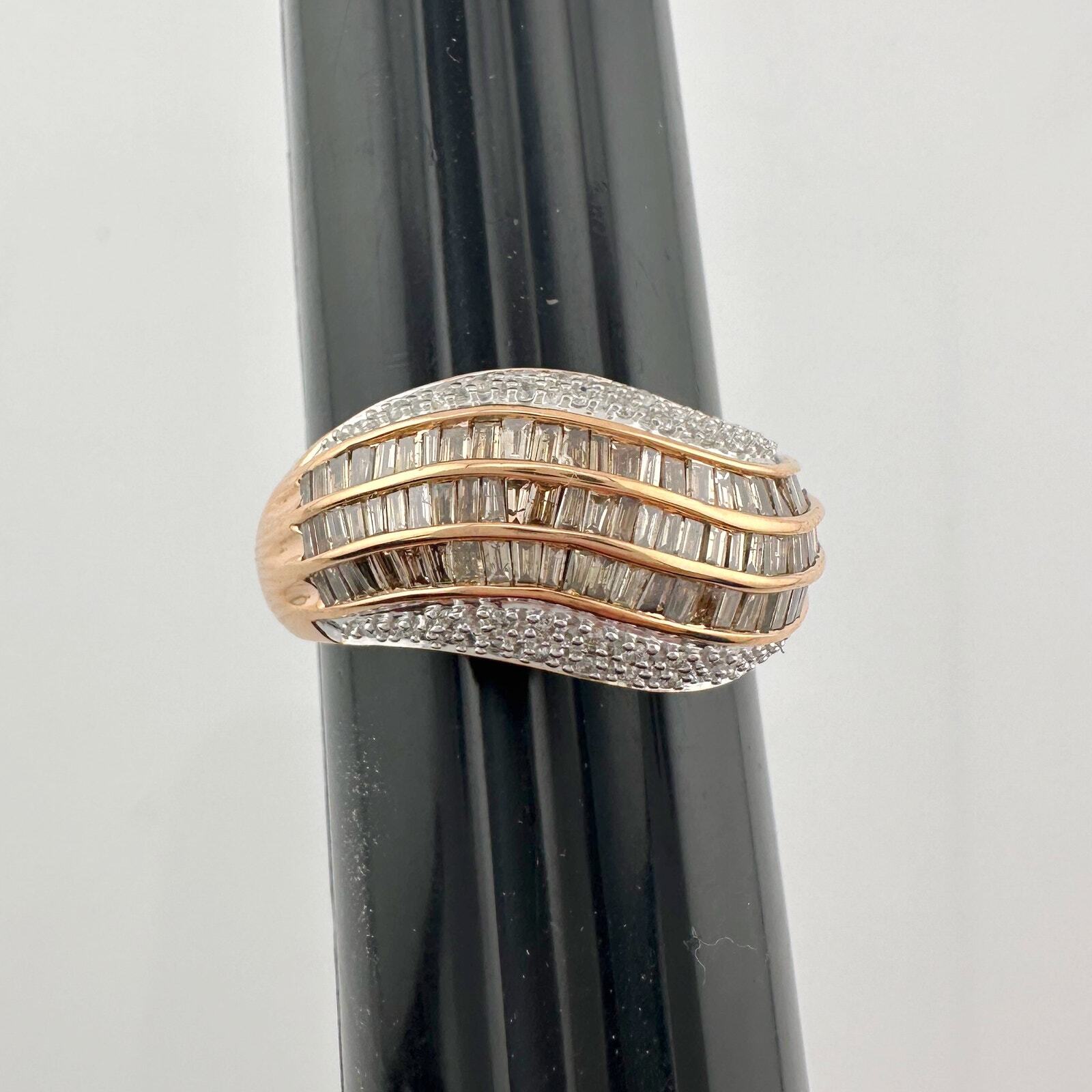 Beautiful 1.00 Carat Chocolate Diamond Baguette Tidal Wave Ring SIze 8 | eBay