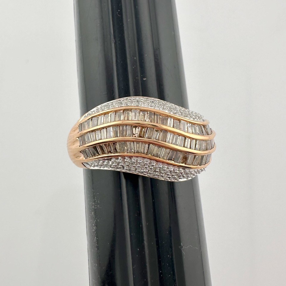 Beautiful 1.00 Carat Chocolate Diamond Baguette Tidal Wave Ring SIze 8 | eBay