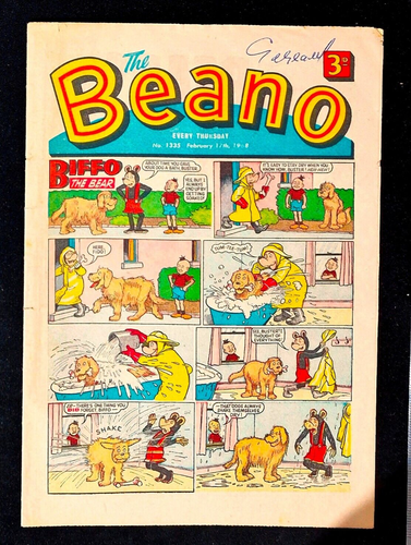 Vintage 3d. 🕮 BEANO Comic #1335 🕮 February 17th, 1968 🕮 BIFFO THE BEAR ...