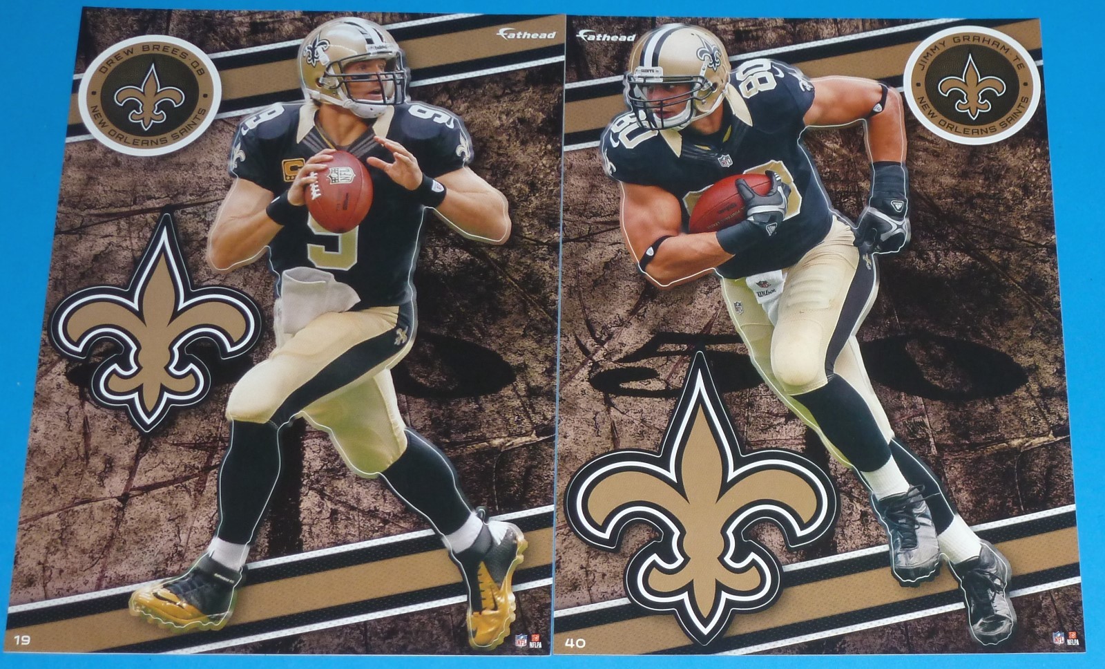 2014 NFL FATHEAD TRADEABLES Lot of 2 New Orleans Saints Drew Brees ...