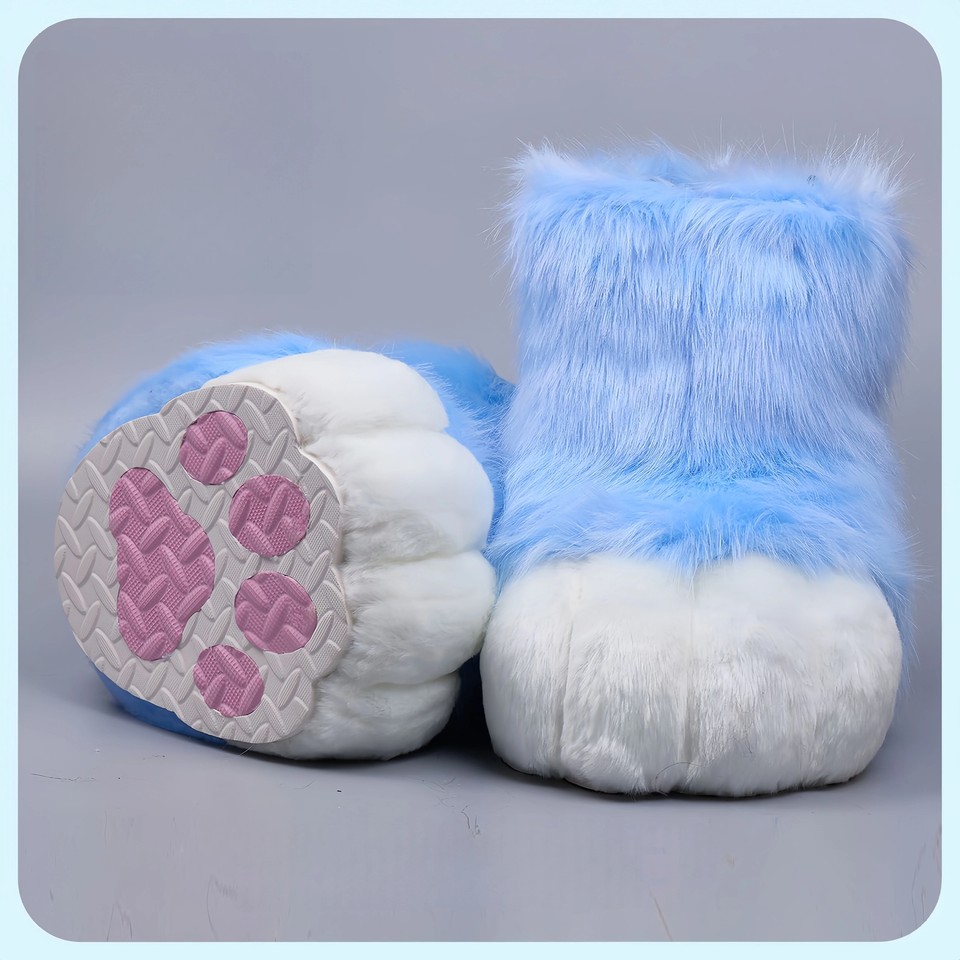 Fursuit feet paws Shoes kit Plush Furry Boots fursuit Costume Halloween ...