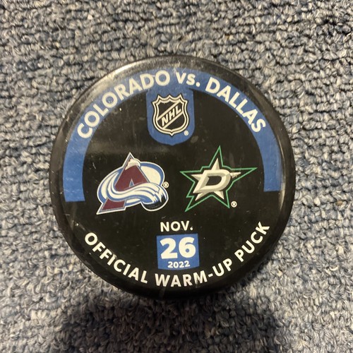 Game Used Colorado Avalanche Official Warm-Up Puck Vs. Dallas Stars 11 ...