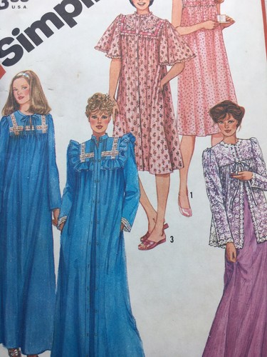 Simplicity 5330 Vintage Sewing Pattern Size 10 12 Nightgown Robe Bed ...