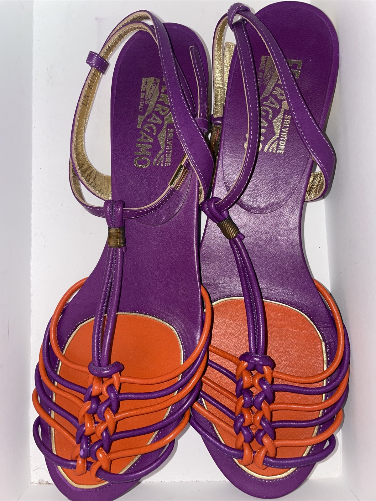 salvatore ferragamo small heel colorful sandel In Box With Dust Bag | eBay