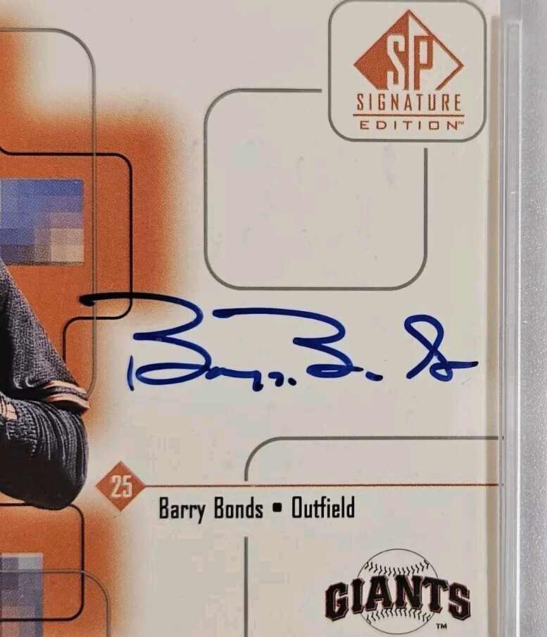BARRY BONDS 1999 SP Signature BLUE INK Autographs AUTO #BB Graded PSA 9 ...