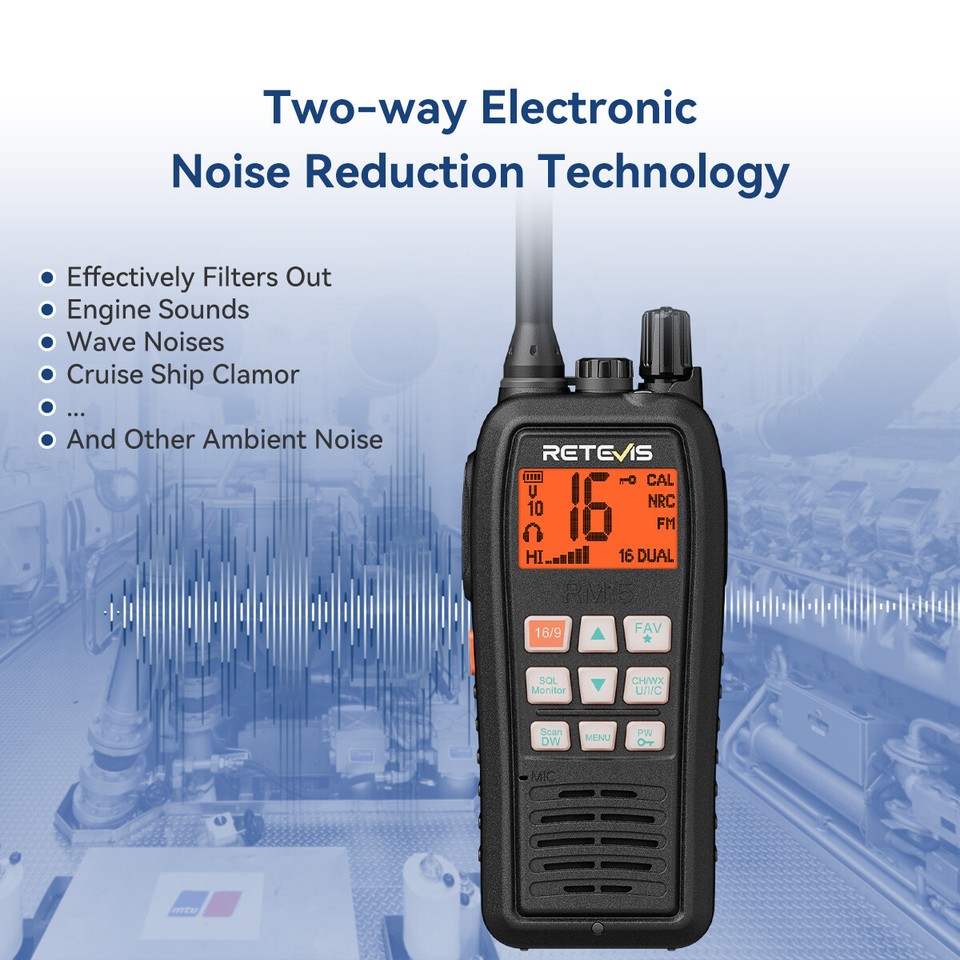 Retevis RM15 6W Marine Two Way Radio IP68 Floating VHF Handheld Walkie ...