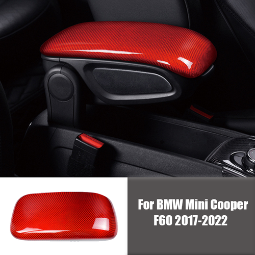Red Real Carbon Fiber Car Storage Armrest Box Trim Cover For BMW Mini ...