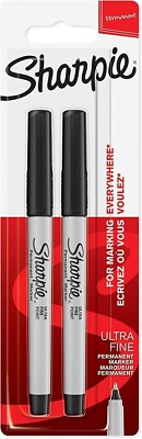 Sharpie Permanent Markers Ultra-Fine nib Point Black 2 Count,FAST ...