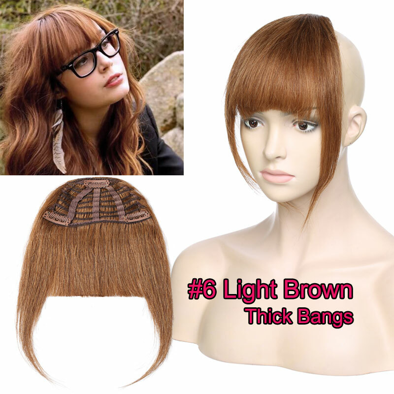 Thick/Thin Fringe Bangs 100% Remy Human Hair Extensions Clip In ...