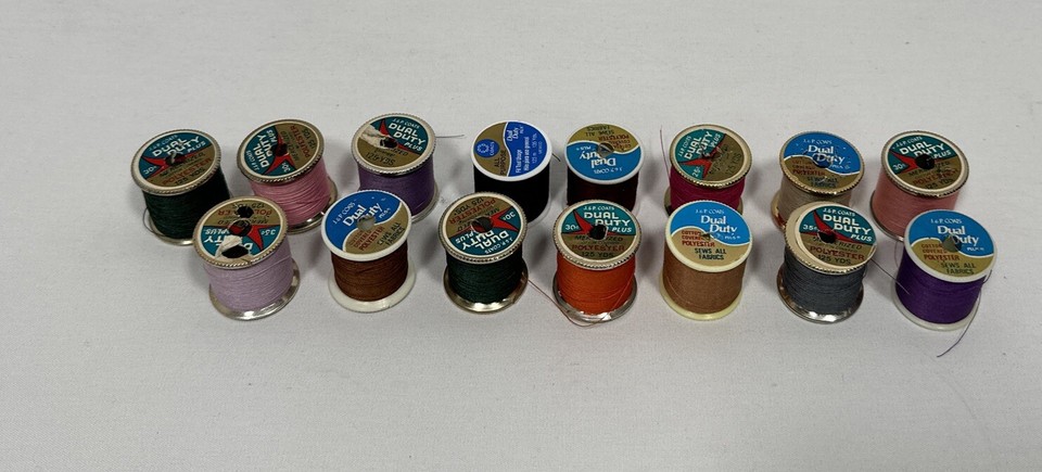 J.P. Coats Thread Spools Dual Duty Plus Cotton Covered Polyester Lot 15 ...