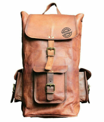 Leather Top Model Backpack 20" Rucksack Laptop College Bag Durable ...