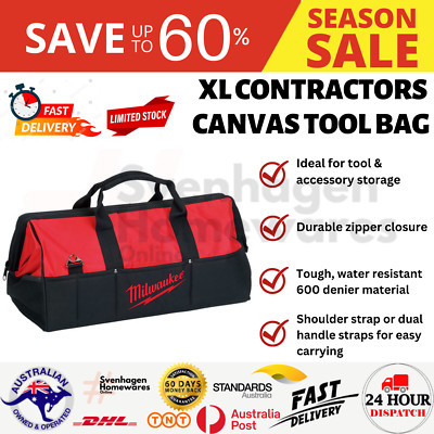 MILWAUKEE XL CONTRACTORS CANVAS TOOL BAG 48553530 | eBay Australia
