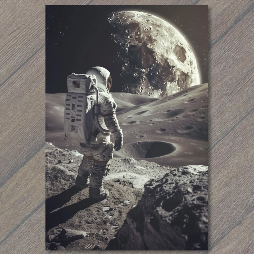 4x6" Man On The Moon Spaceship Strange ET Alien Ship Earth Space ...