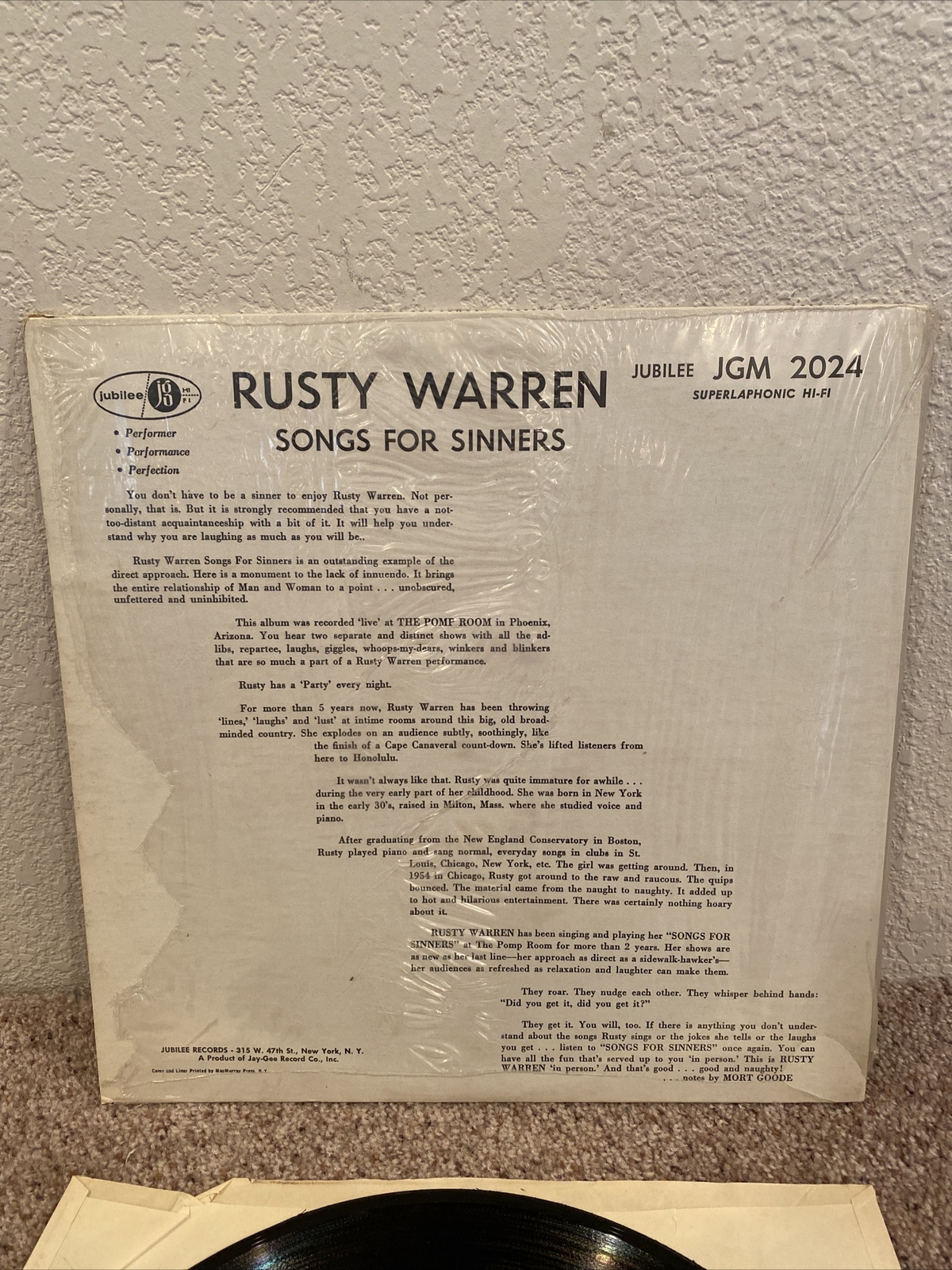 33 Rpm Lp Rusty Warren Songs For Sinners | eBay
