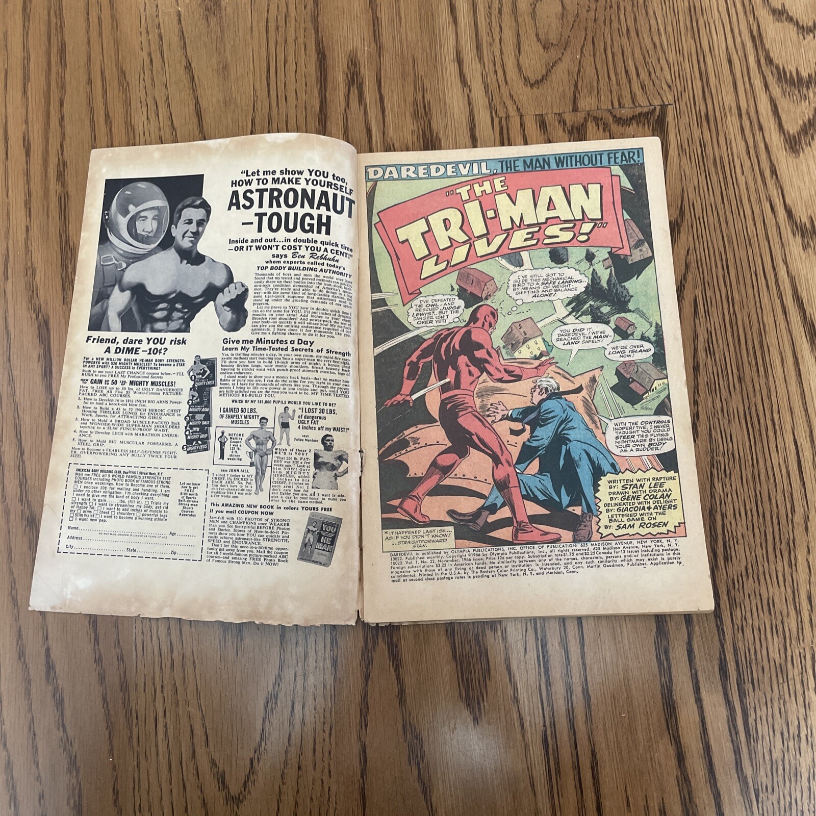 Daredevil #22 (Marvel 1966) DD vs. Tri-Man! Stan Lee story, Gene Colan ...