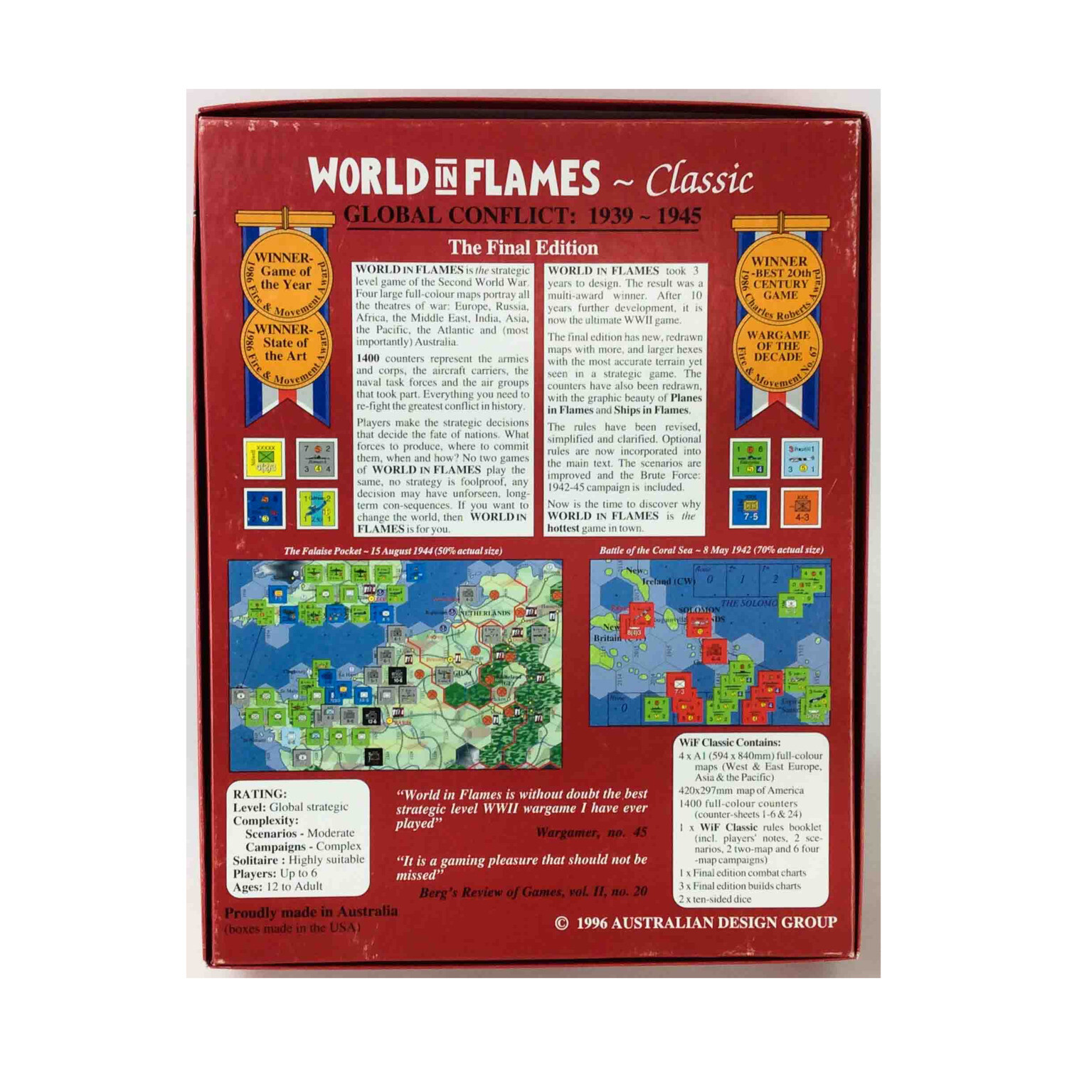 ADG World in Flames WORLD in flames (1996 Ed) w/Classic Deluxe Update ...