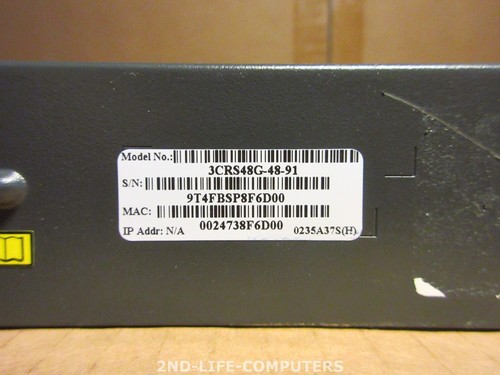 3COM 3CRS48G-48-91 4800G 48-Port GIGABIT 10/100/1000 Switch INCL 2X ...