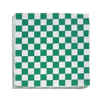 200PCS Green & White Checkered Food Wrapping Paper 12"x12" Dry Wax Deli ...