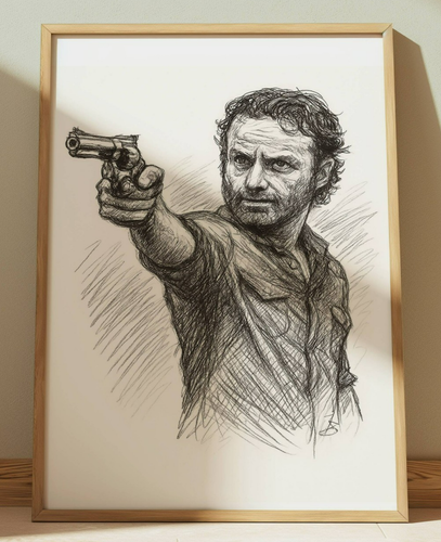 THE WALKING DEAD RICK GRIMES DRAWING PRINT PORTRAIT SKETCH 8" x 10" | eBay