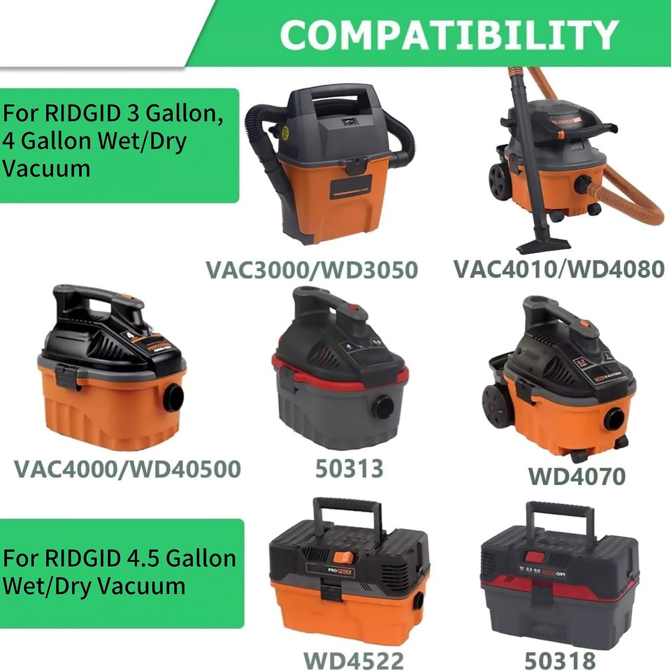 VF3501 Vacuum Cleaner Dust Bags Fit For Ridgid 3-4.5 Gallon Wet/Dry ...