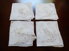 Vintage Linen Hand Embroidered Dining Tea Napkin set of 4 White 10x10 ...