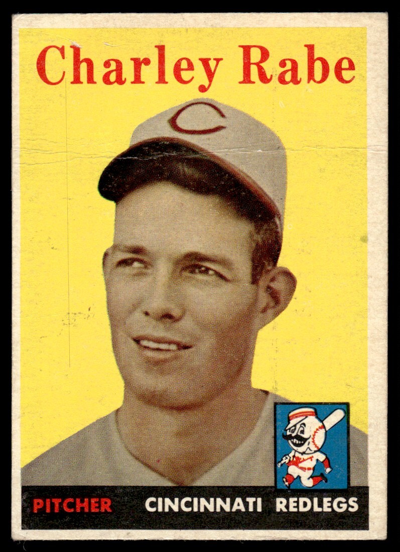 1958 Topps Baseball Card Charley Rabe RC Cincinnati Reds #376 Good | eBay