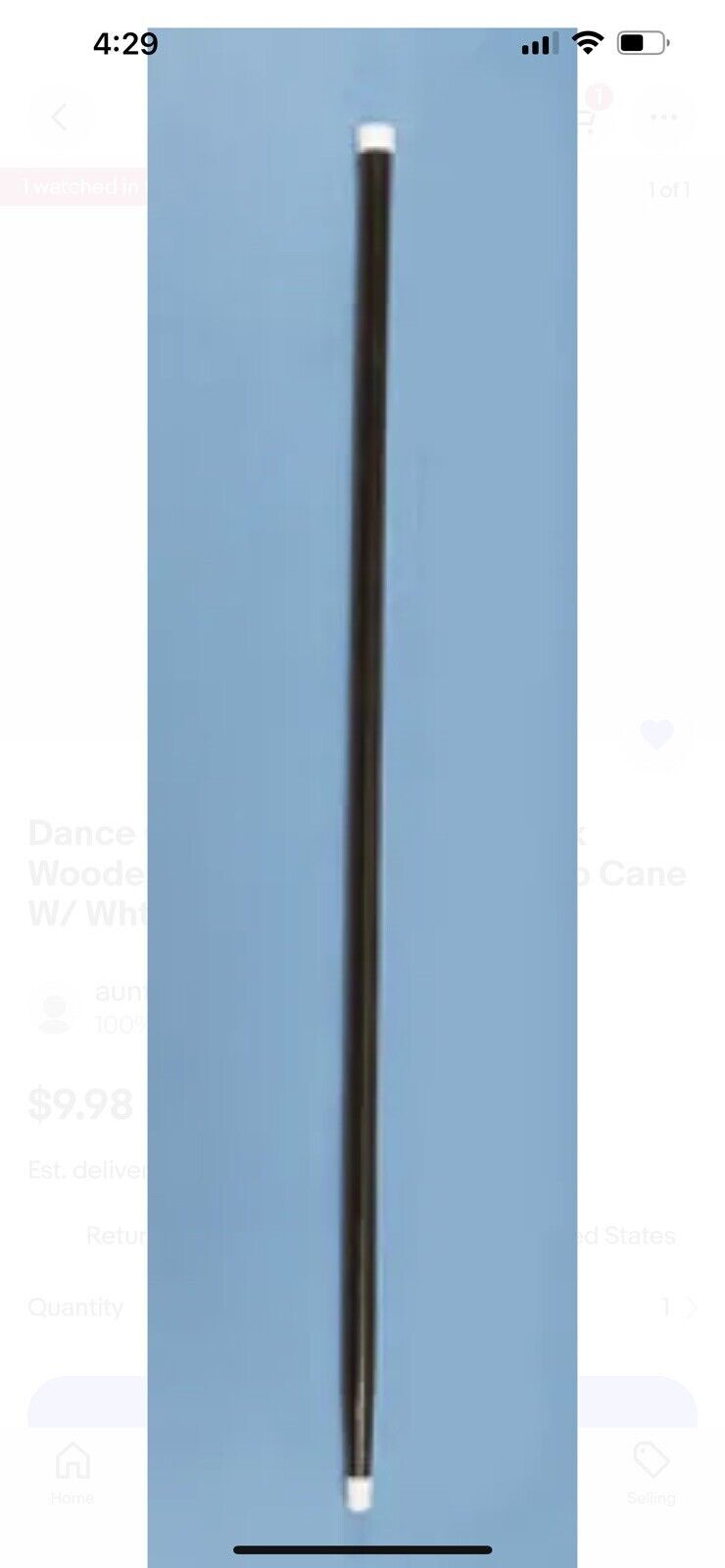 Lot Of 2:Dance Cane Canes Theatrical 36" Black Wooden White Plastic ...