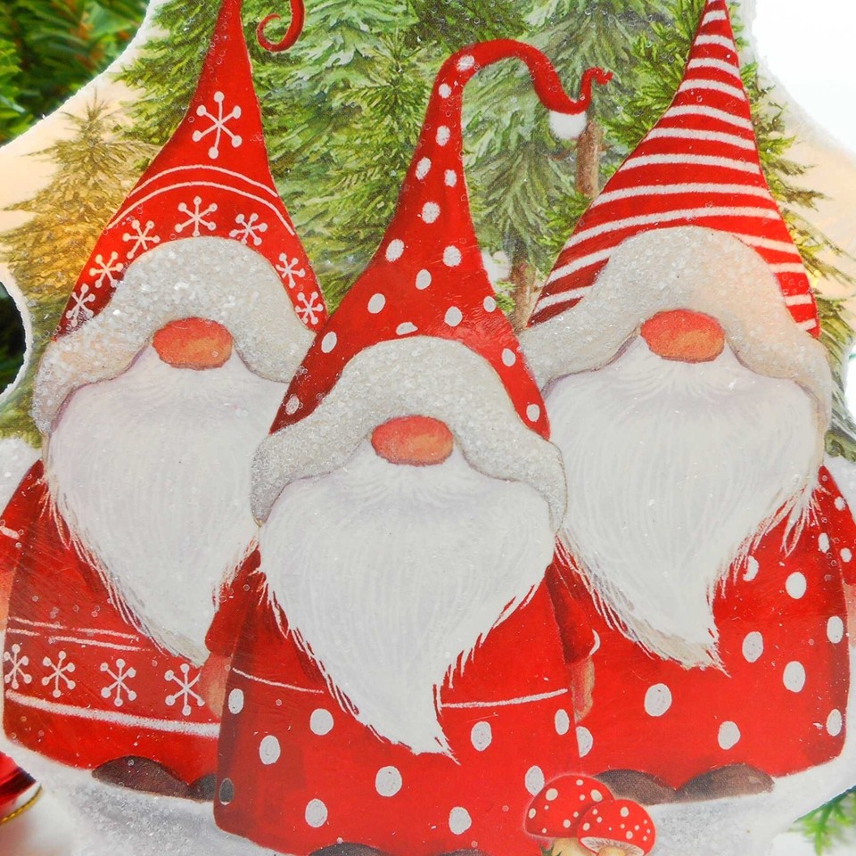 Stony Creek Decorative Lighted Glass Three Gnomes with Red Hats 5.5 ...