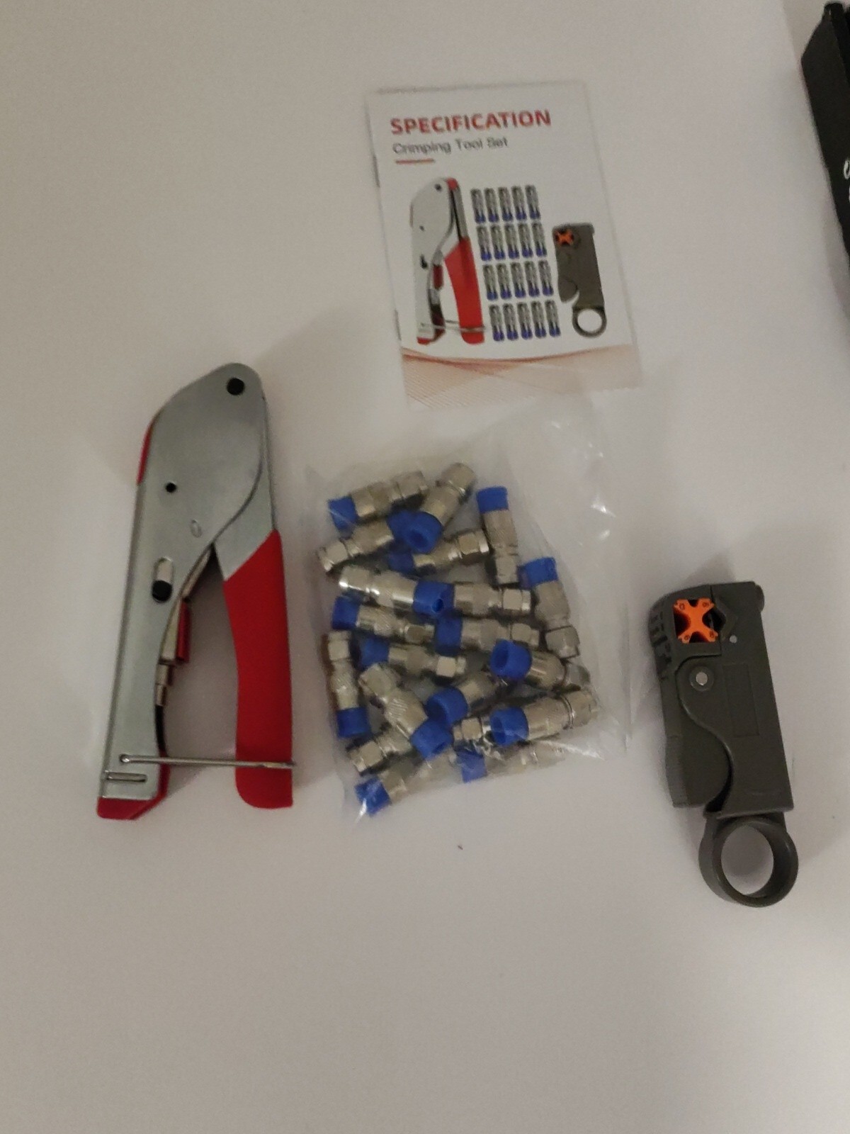 Coax Tool Kit Coaxial Crimper RG6 RG59 Cable Stripper 10x Compression ...