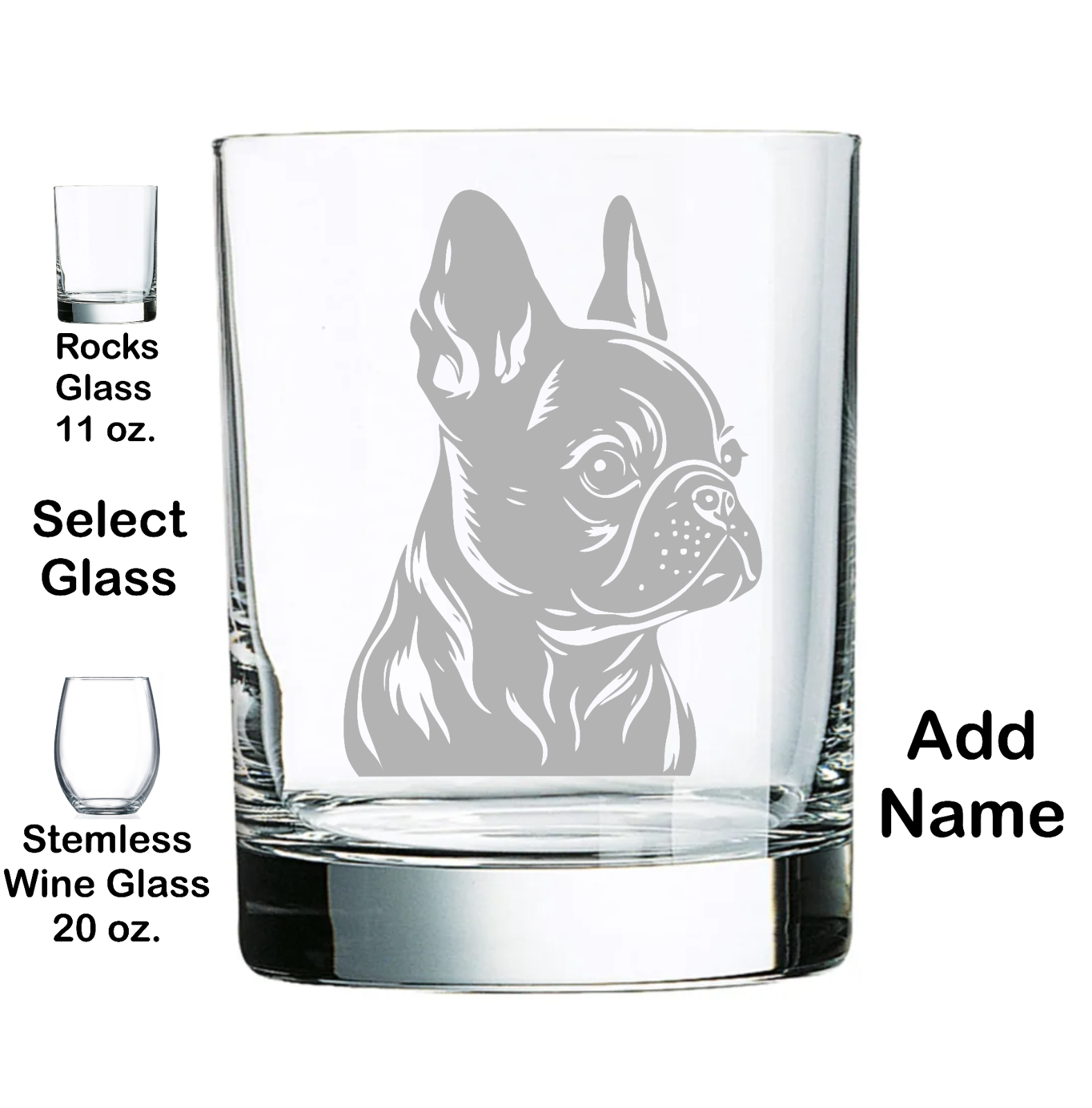FRENCH BULLDOG Dog ETCHED GLASS ADD NAME FREE SHIPPING ENGRAVED GLASS ...
