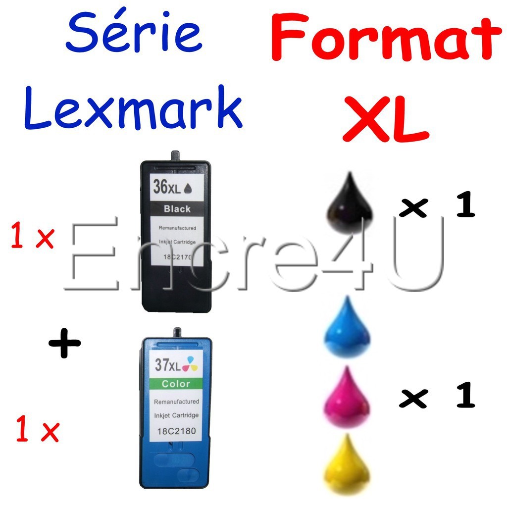 Cartouches d'encre compatibles pour imprim. Lexmark X4630 X4650 ( 36 XL ...