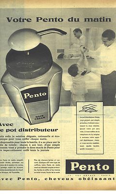 PUBLICITE ADVERTISING 1957 PENTO hair cream cosmétique cheveux pot ...