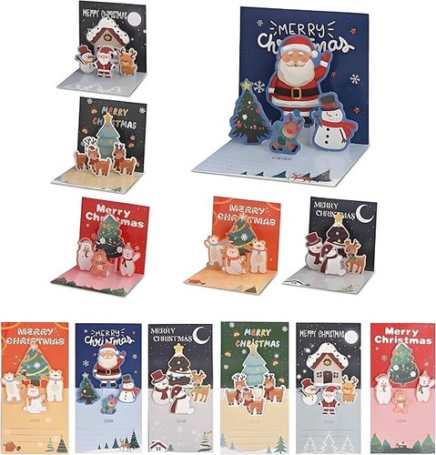 Christmas Cards 12 Pack 3D Pop-Up| Small Greeting Cards with Envelopes ...