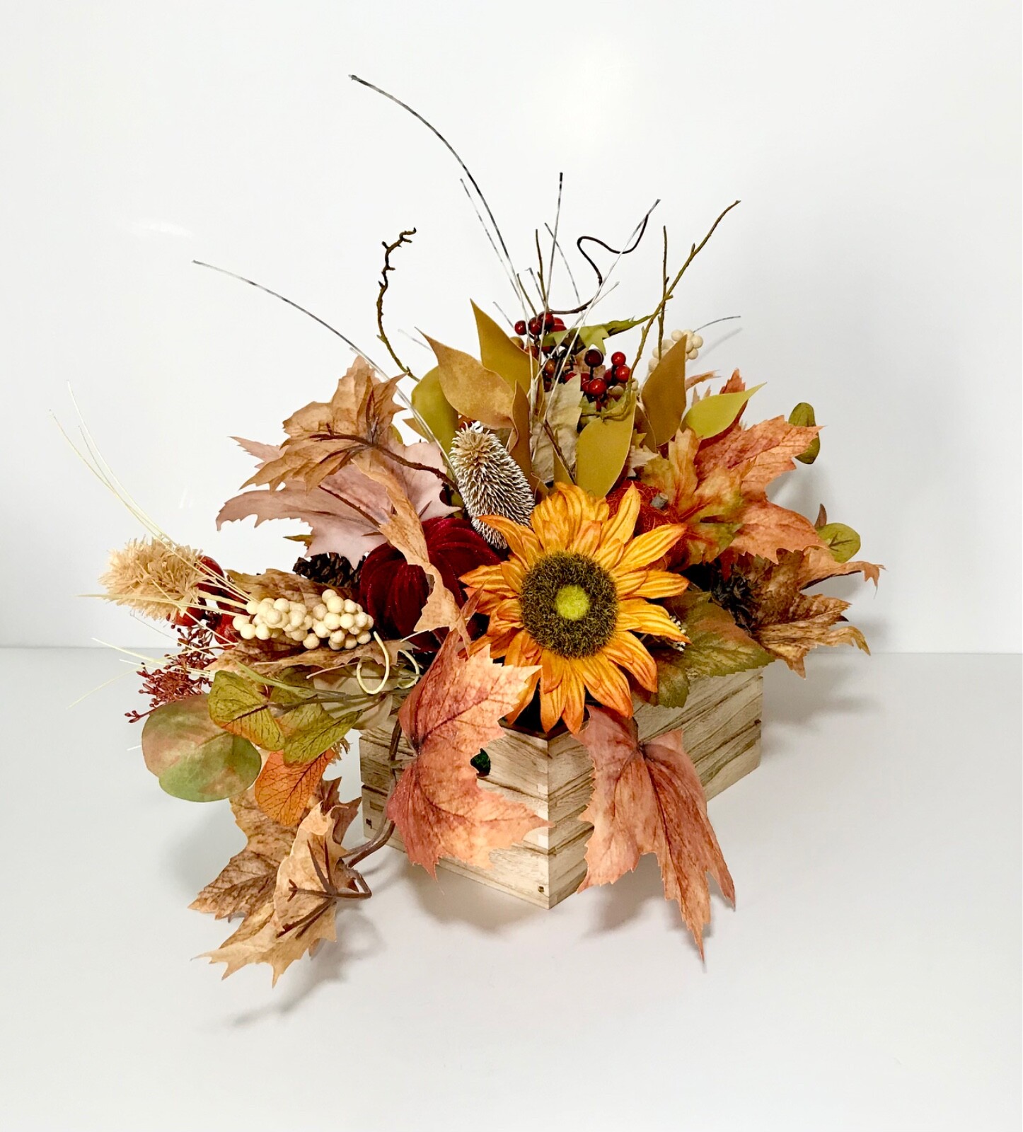 FALL HARVEST HALLOWEEN DECOR LARGE CENTERPIECE THANKSGIVING FLORAL ...
