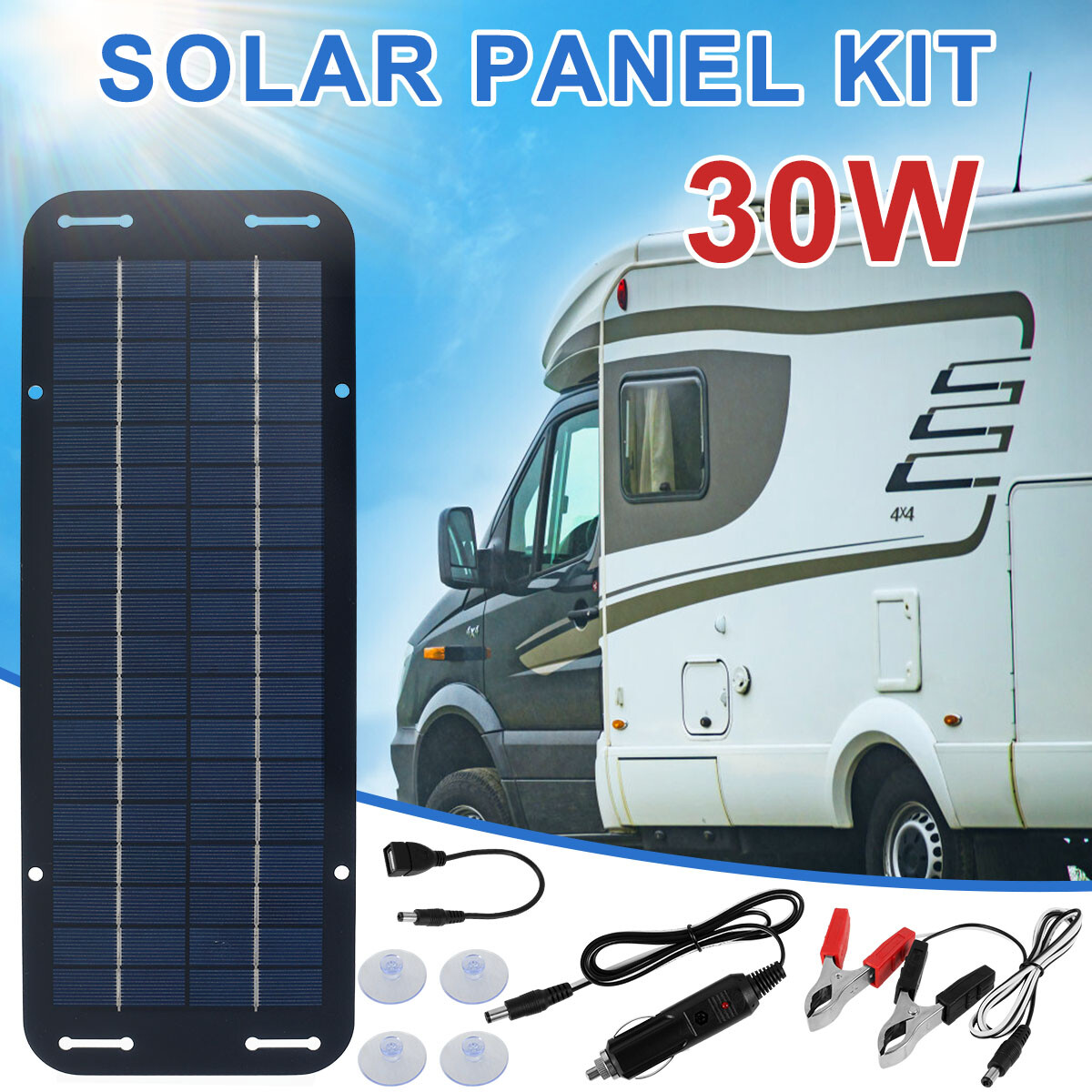 12V Solar Panel Kit IP65 Waterproof Solar Trickle Charger Portable ...