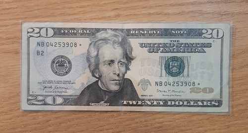 2017 ANDREW JACKSON TWENTY DOLLAR BILL STAR NOTE 04253908* | eBay