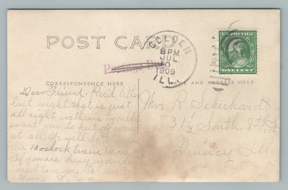 ME Church & Parsonage RPPC Golden Illinois—Adams County IL Photo 1909 ...