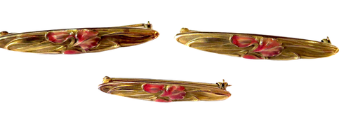 KREMENTZ Gold & ENAMEL 3 MATCHING PINS SET NOUVEAU | eBay