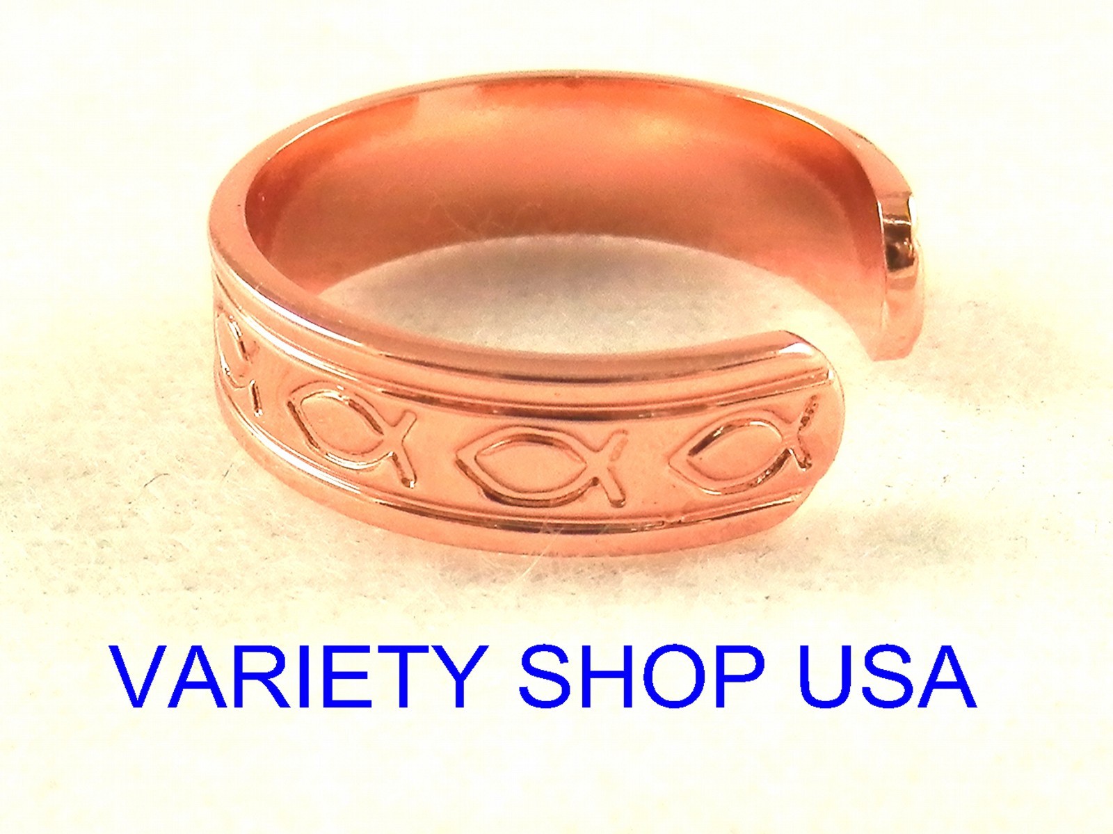 Solid Copper 'Jesus Fish' Ring Adjustable Band CR01 | eBay