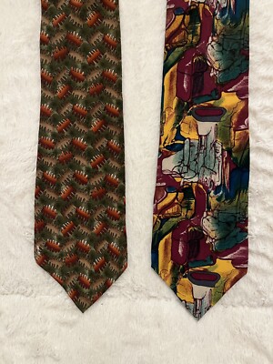 Lot of 2 Molecular Expressions Cocktail Collection Silk Neck Ties Wine ...